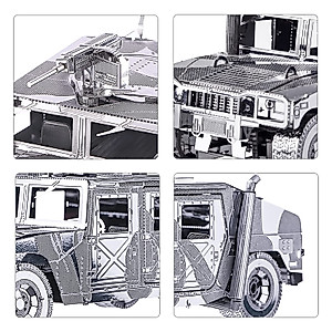 Piececool 3D Metal Puzzle Car Model Kits, American Hummer H1 Military Vehicle Models Kit, Brain Teaser DIY Metal Model Building Kits for Adults Teens Stress Relief, Best Gifts for Dad, 78Pcs