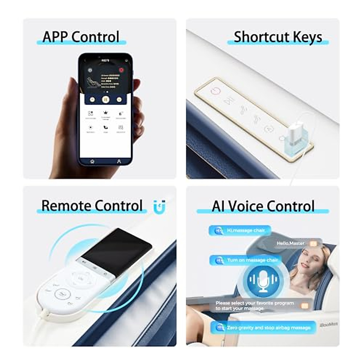 iBooMas Massage Chair,APP Control Massage Chairs Zero Gravity Full Body with Back and Calf Heating,Auto Leg Extension,SL Track,Thai Stretch,Foot Rollers,Airbags,Bluetooth,R8606(Blue)