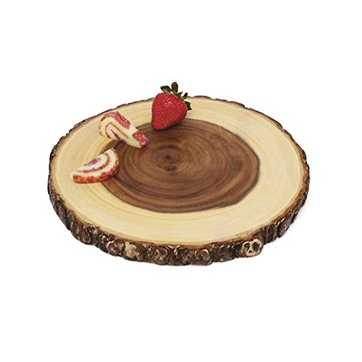 Lipper International Acacia Wood Slab Serving Board With Bark for Cheese, Crackers, and Hors D'oeuvres, Set of 3, Assorted Sizes