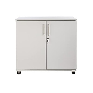 MMT Furniture 2 Door Locking Office Storage Cabinet - File Cabinet Organiser Cupboard - Wooden Filing Cabinet - Free Standing Adjustable Shelves Bookcase - Desk Extension Cabinet