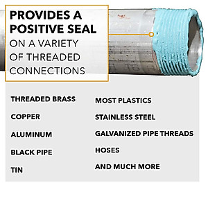 Gasoila - SS04 Soft-Set Pipe Thread Sealant with PTFE Paste, Non Hardening, -100 to 600 Degree F, 1/4 Pint Brush