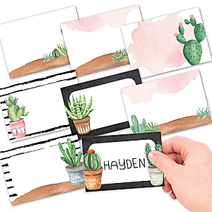 56 Cactus Name Tags for Classroom Cubbies - Self Adhesive Name Tags Sticker Name Tags for Kids, Name Tag Stickers for Kids Name Labels for School, Nametags Labels for Classroom Labels for Teachers