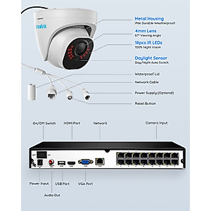 REOLINK 4K PoE Security Camera System, Smart Person/Vehicle Detection Wired Outdoor Indoor PoE Kit with 4TB HDD, RLK16-800D8 Bundle with PTZ Outdoor Camera RLC-823A