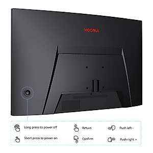 KOORUI QHD Curved 27 Inch Monitor, Fast VA Computer Gaming Monitor(2560 * 1440P, R1800, 144Hz, 1ms, DCI-P3 85%, DP+HDMI, Game Mode, Eye Protection, Rocker Button), Narrow Bezel