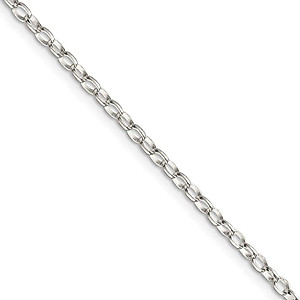 The Black Bow 2.5mm Sterling Silver Solid Oval Rolo Chain Necklace, 18 Inch