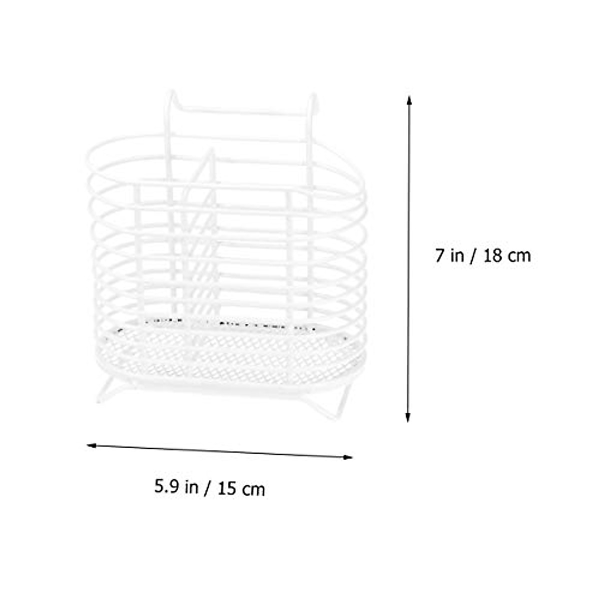 YARNOW Utensil Drying Rack Metal Hanging 2 Compartments Drainer Basket Flatware Storage Drainer Kitchen Organizer White
