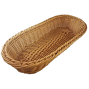 Kovot Wicker Bread Basket - 14.5" Woven Polypropylene Basket – For Food Display and Serving – Snack Organizer Basket