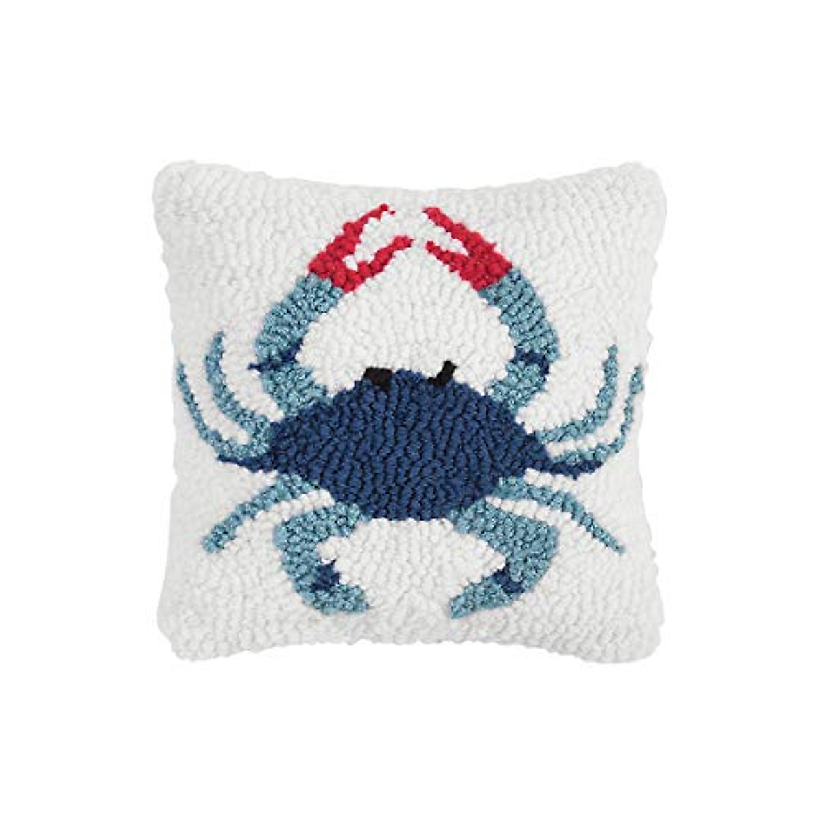 C&F Home Blue Crab Petite Hooked Pillow 8" X 8" Square Soft Woven Throw Pillow for Couch Sofa Bed Chair Acrylic 8 x 8 Blue