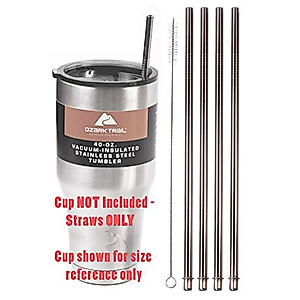 4 WIDE 40-Ounce Stainless Steel Straws (NO CUP) for 40 oz Ozark Trail Double-Wall Rambler Vacuum Cups - CocoStraw Brand Drinking Straw (4 Straws 40oz)