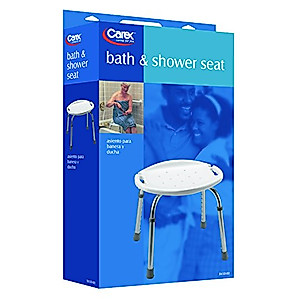 Carex Adjustable Bath and Shower Seat – Shower Stool - Aluminum Bath Seat - Shower Chair with Handle