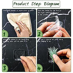 Jetec 12 Pcs Air Plants Holder, Acrylic Air Plant Hanger with Mounting Tape for Hanging Air Plants on Glass Display Home Decoration, Plants Not Included