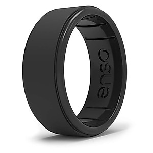 Enso Rings Classic Rise Silicone Ring - Timeless With a Twist - Made in the USA - Comfortable, Breathable, and Safe (Obsidian, 11)