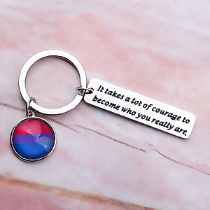 SEIRAA Bisexual Pride Keychain It Takes a Lot of Courage to Keychain Bisexual Pride LGBTQ Gifts (Bisexual Keychain)