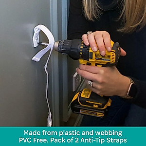 KidCo Anti-Tip Furniture Straps - Anti Tip Safety Straps, TV & Furniture Straps for Child Safety, Two Pack, White