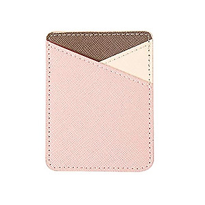 lenoup PU Leather Stick on Cell Phone Wallet,Cell Phone Card Holder Phone Pocket for Credit Card, Business Card ID and Keys(Beige)