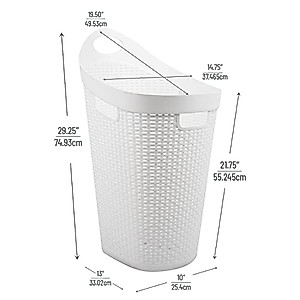 Mind Reader Basket Collection, Mobile Laundry Hamper, 60 Liter (15kg/33lbs) Capacity, Cut Out Handle, Ventilated, Integrated Castor Wheels, 19.5"L x 14.75"W x 29.25"H, White