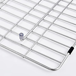 TRUSTMI Sinks Protector for Kitchen Sink Stainless Steel Protective Bottom Grid Single Bowl Middle Drain Rack, 24 x 12.5 inches, Silver