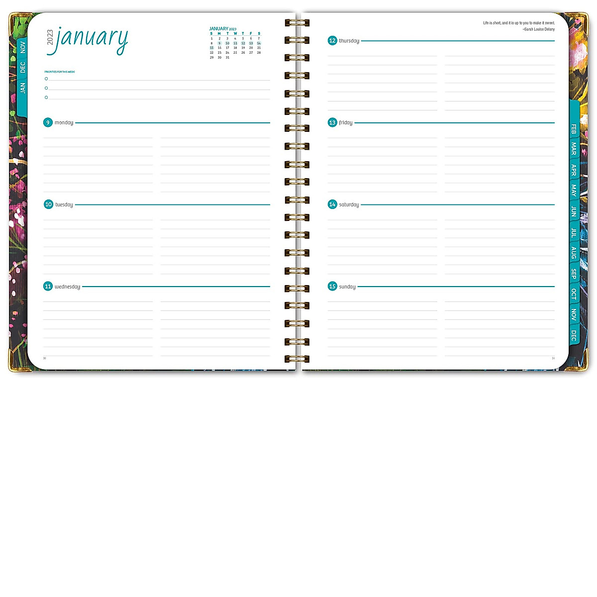 HARDCOVER 2023 Planner: (November 2022 Through December 2023) 8.5"x11" Daily Weekly Monthly Planner Yearly Agenda. Bookmark, Pocket Folder and Sticky Note Set (Black Tree Seasons)