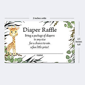 Set of 50 Safari Theme Diaper Raffle Cards, Diaper Raffle Cards for Baby Shower, Diaper Raffle Tickets for Jungle Theme Baby Shower