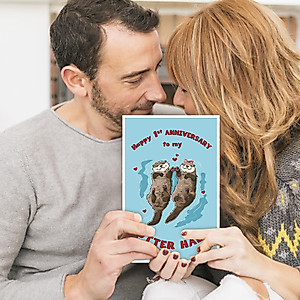 Hongshan Happy 1st Anniversary Card Gift for Husband,Wife,First Anniversary Card for Boyfriend or Girlfriend,Romantic One Year Wedding Anniversary Card for Women Men Him Her