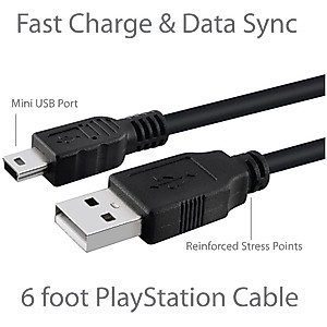 Bek 6ft PS3 Controller Charger Cable - Magnetic Ring Mini USB Data Charging Cord for PS Move PlayStation 3 Wireless Controller, Digital Camera, TI84 Plus CE