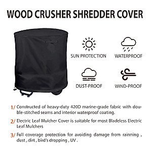 Aaaspark Waterproof Heavy-Duty Wood Chipper Shredder Mulcher Cover for Wood Chipper Shredder Mulcher and Leaf Mulcher(33"x45"),Black