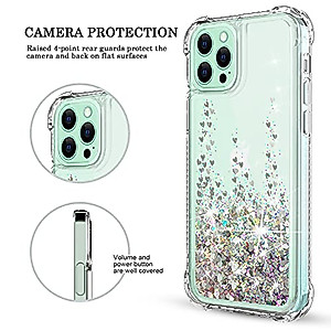 SunStory for iPhone 14 Pro Max Case Clear Glitter with Tempered Glass Screen Protector [2 Packs] Moving Shiny Quicksand Glitter and PC+TPU Phone Case for iPhone 14 Pro Max (6.7inch) (Silver)