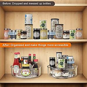 Lazy Susan Organizer, Clear Acrylic Large Lazy Susan Turntable Organizer with Dividers, Spinning Spice Lazy Susan Organizer Pantry for Cabinet/Bathroom/Countertop/Refrigerator/Kitchen