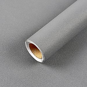 17.51" x118"Grey Wallpaper Peel and Stick Wallpaper Removable Self Adhesive Grey Contact Paper for Cabinets Bedroom Bathroom Wall Covering Matte Textured Waterproof Wallpaper DIY Decorative