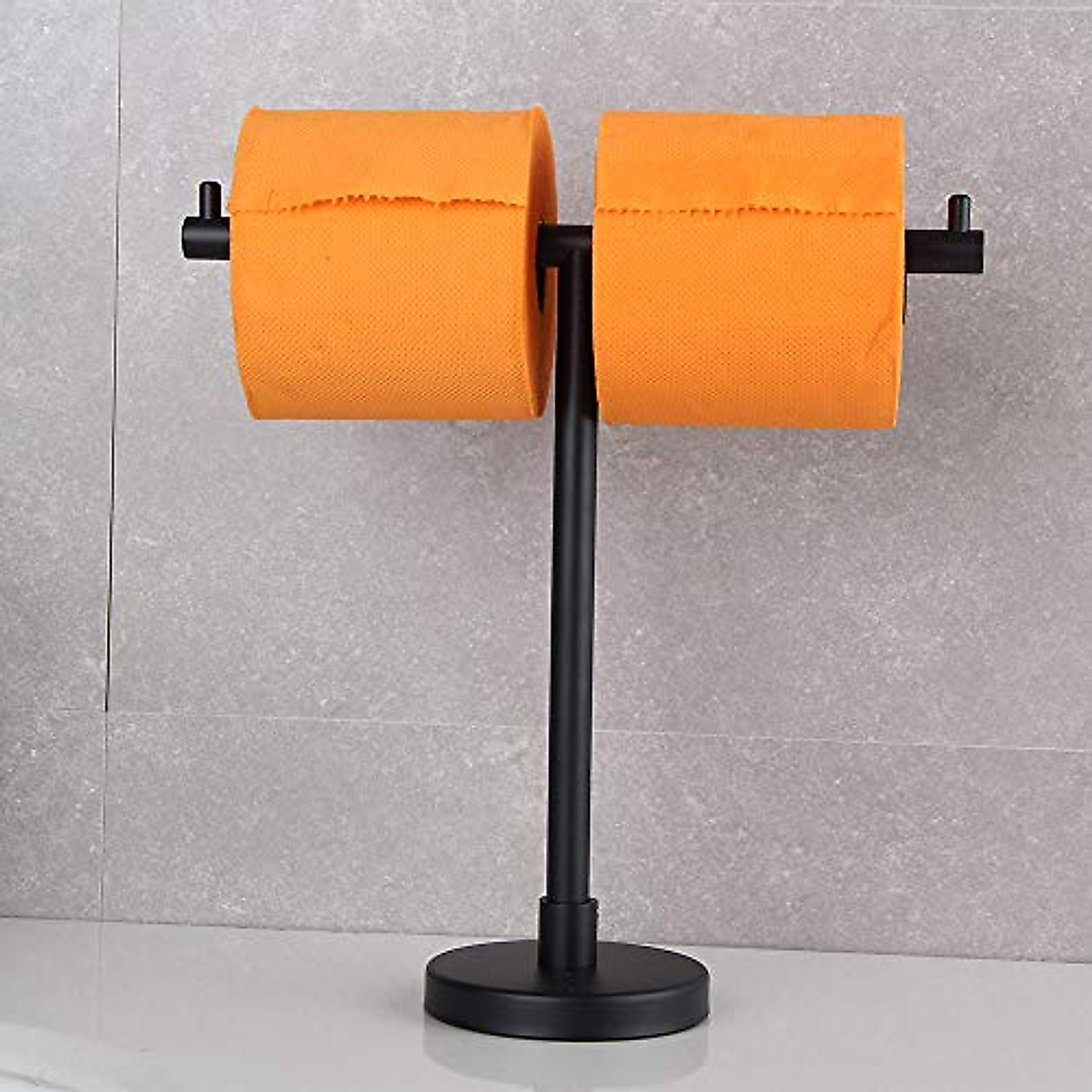 GERZWY Matte Black Hand Towel Holder Tree Rack Free Standing SUS 304 Stainless Steel Countertop Towel Ring DZY08-BK