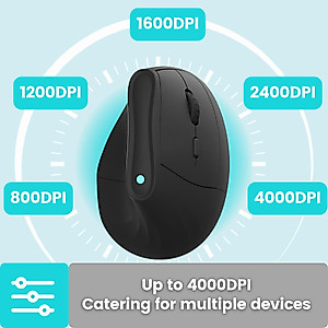 eirix Ergonomic Vertical Wireless Mouse: Rechargeable RGB Ergo Mouse with 3200 Adjustable DPI, Removable Palm Rest, Compatible with Windows and MAC OS