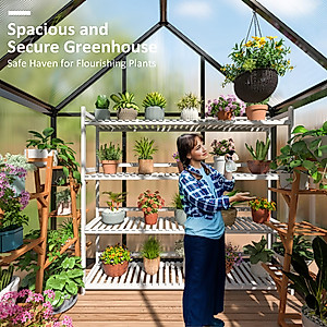 VIWAT 4x6 FT Greenhouse for Outdoors, Polycarbonate Greenhouse with Quick Setup Structure and Roof Vent, Aluminum Large Walk-in Greenhouse for Outside Garden Backyard, Black