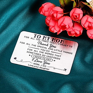 Sentimental Birthday Mothers Day Gifts for Mom from Daughter Women Engraved Wallet Card Insert for Mom Mother of The Bride Mother in Law Step Mom Appreciation Christmas Thank You Wedding Gifts Mama