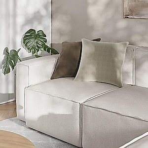 Flash Furniture Bridgetown Fabric Left Chair Module for Sectional Sofa, Customizable Modular Couch Left Seat with Arm Rest, Cream