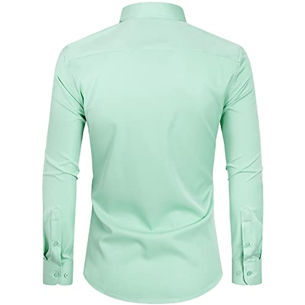 Alimens & Gentle Men's Dress Shirts Slim Fit Button Down Shirts Long Sleeve Stretch Wrinkle-Free Shirt Stain Sheild Grass Green