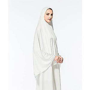 Qubanda Women Muslim Islam Headscarf Hijabs Muslim Headscarf Turban Jersey Hijabs Long Cape Hat, White, Large