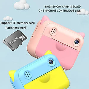 QSYY Children's Portable Printing Camera Front and Rear Dual-Camera Toy Camera with Printing Paper 2.4-Inch Display Screen Timed Photo Creative Photo Sticker Fun Photo Frame Boy Girl Gift,Blue