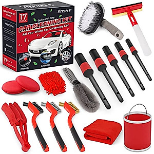 DIYSELF 17-Piece Professional Car Detailing Kit, Detailing Brush Set, Car Interior Detailing Kit, Car Detailing Brushes for Auto Repair Shop, Home