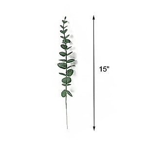 Tinsow 5 Pcs Real Touch Leaf Artificial Eucalyptus Stem Faux Eucalyptuses Wedding Bouquet Centerpiece Home Decor (Green)