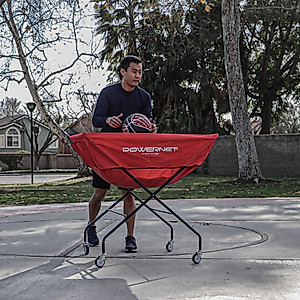 PowerNet XL Volleyball Wheeled Cart, Portable Hammock Ball Cart, Collapsible Rolling Training Equipment Basket, Lightweight Bin, Great for Indoor and Outdoor Use, Multisport