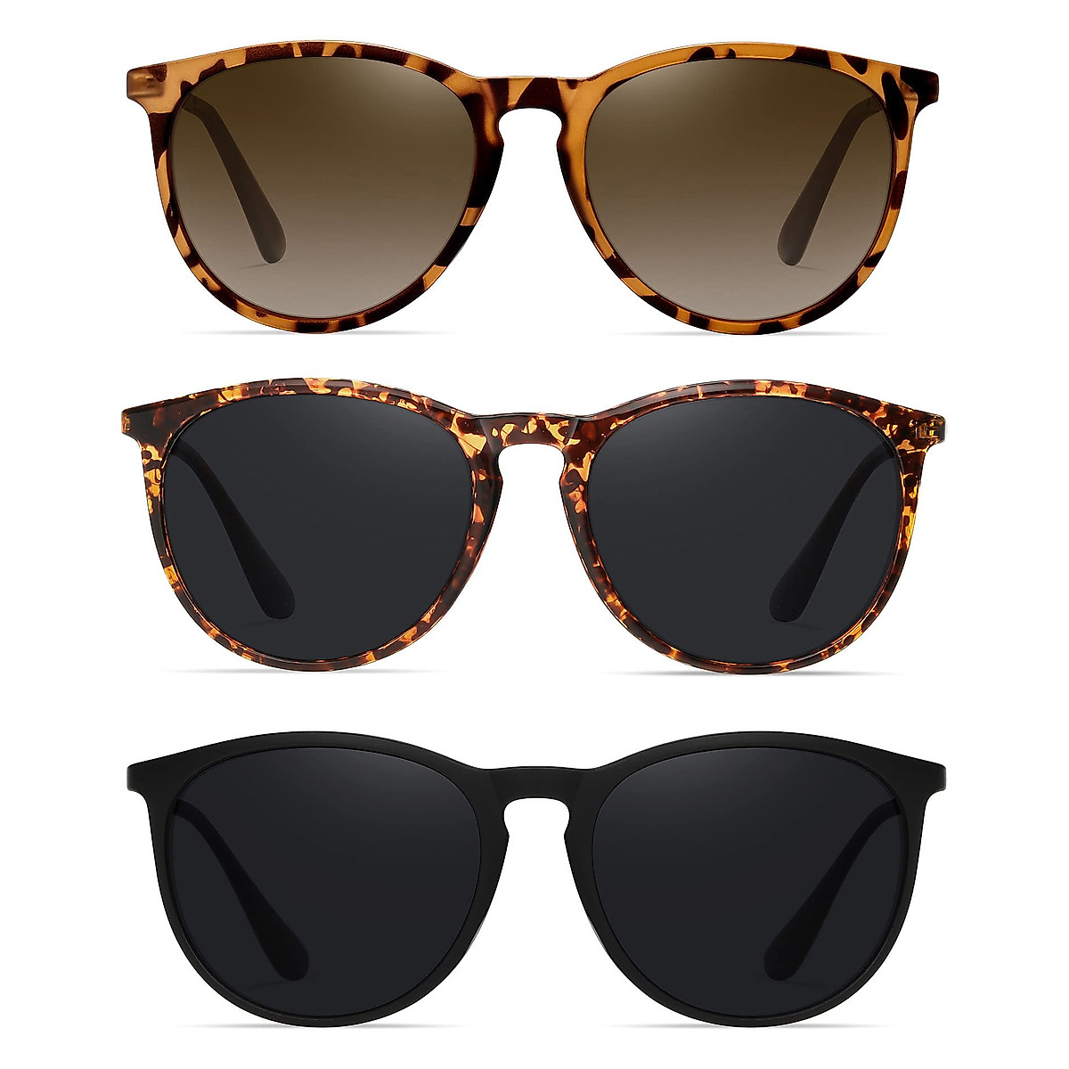 WOWSUN Polarized Sunglasses womens 2024 trendy glasses - Vintage Retro Round (3Pack)