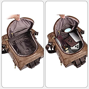 ZOCILOR Backpack Purse for Women, Stylish Leather Design, Large Capacity Travel & College Shoulder Bag, Anti-Theft Feature with Rear Zipper Opening (Camel)