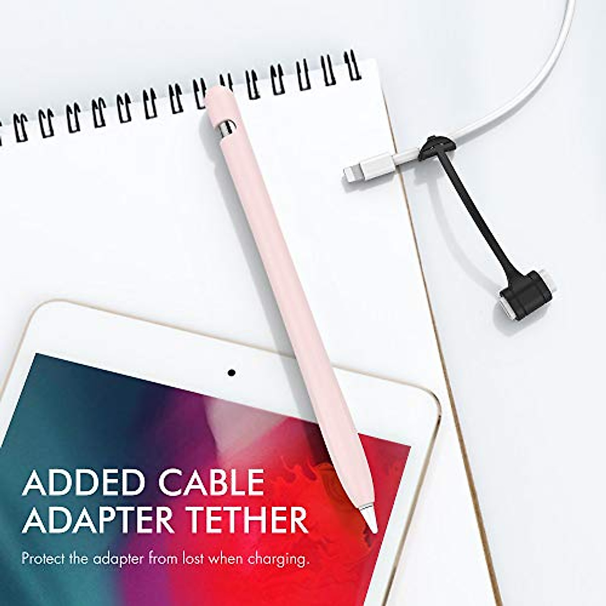 AhaStyle Anti-Slip Case Sleeve Silicone Protective Skin [ Added Cable Adapter Tether Kit] Compatible with Apple Pencil 1st Generation