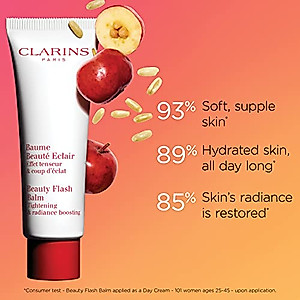 Clarins Beauty Flash Balm | 3-In-1 Hydrating 10-Minute Face Mask, Make-Up Primer, or Quick Pick Me Up Radiance Booster | Moisturizes, Brightens and Visibly Tightens | Non-Oily and Non-Comedogenic