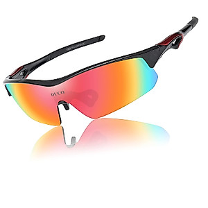 DUCO Polarized Sports Cycling Sunglasses for Men with 5 Interchangeable Lenses for Running Golf Fishing Hiking Baseball