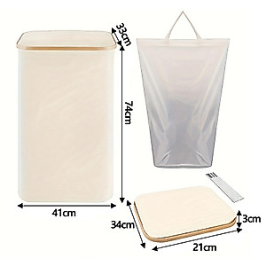 Storage Basket Clothes Hamper Foldable Inner Bag with Handle Hollow Handle Large Laundry Basket Laundry Hamper for Bathroom, Beige