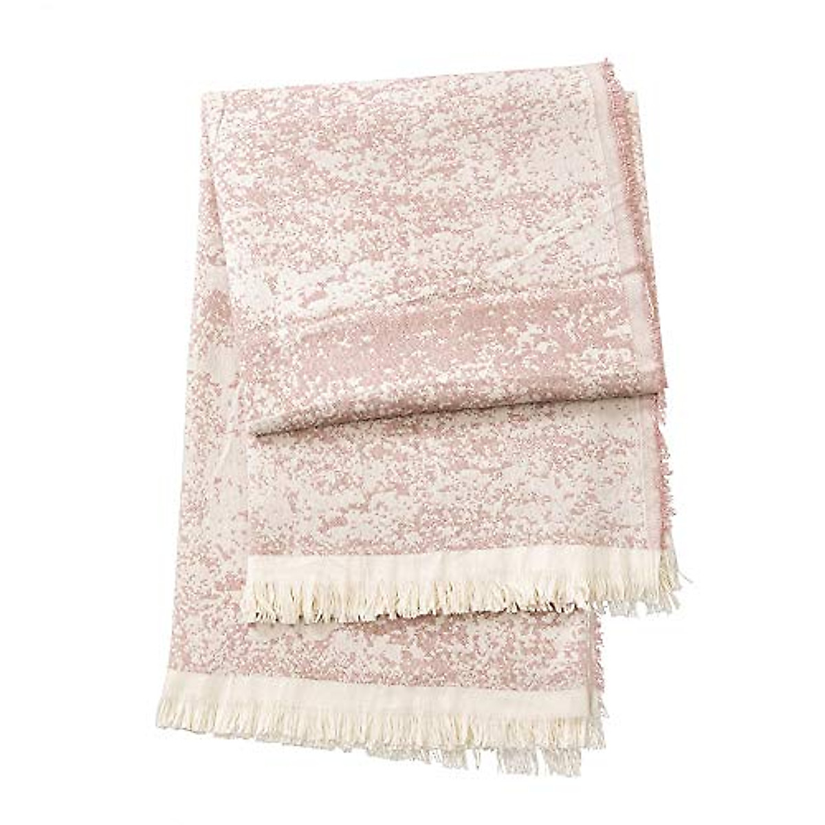 Cotton Fringed and Striped Throw Blanket for Bed, Couch,Knit Woven with Tassels Soft Lightweight Cozy Blanket Scarf Shawl Farmhouse Decoration for All-Season (Pink)