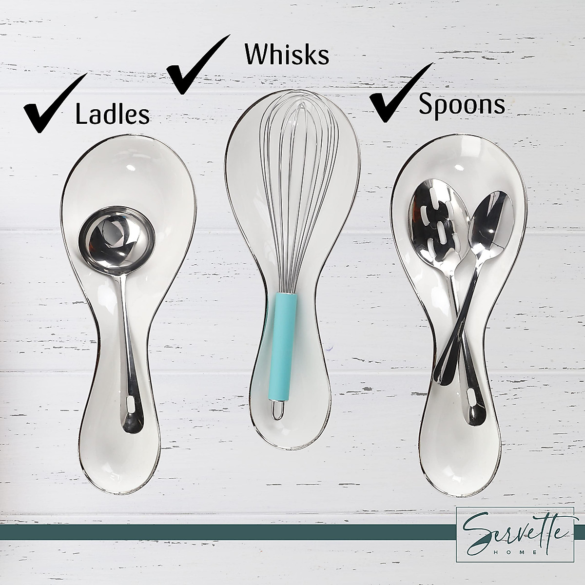 Oversized Spoon Rest with Silver Edges