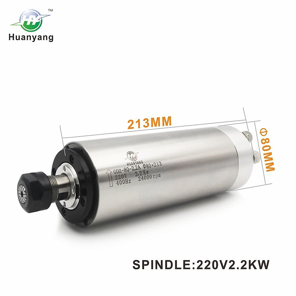 VFD CNC Spindle Motor Kits：220V 2.2KW CNC VFD+220V 2.2KW 4bearings 400hz 24000rpm Φ80mm Water Cooled Spindle Motor+220V 75W Water Pump+80mm Motor Clamp Mount+5m Water Pipe (Factory Direct Sales)
