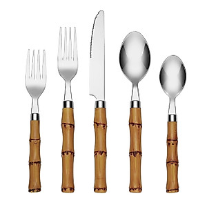 Bamboo Plastic 20 Piece Flatware Set